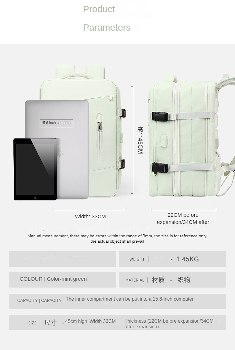 MY available unisex 40L travel bagpack expandable Waterproof backpack ...