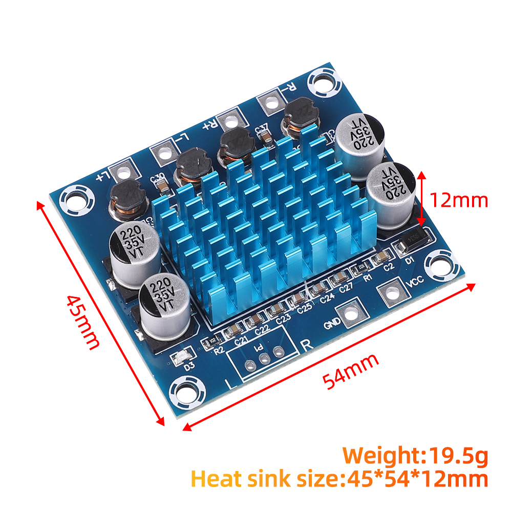 2*120W Dual DC12-26V Channel Digital Stereo Audio Power Amplifier Board ...