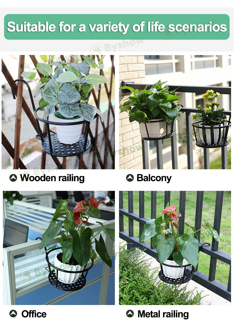 【Byshow】Outdoor Garden Rak Pasu Bunga Besi Gantung Dinding Balcony ...
