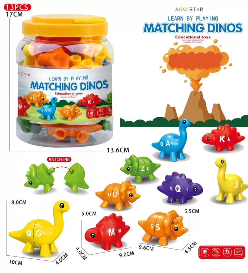 Kids Double-Sided Dinosaur Alphabet Match Game Learn Educational Toys ...