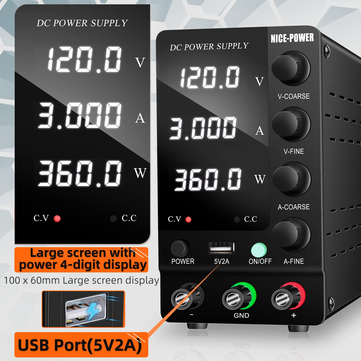 Variable DC Power Supply 0 to 30V 5Amp 3 digits Display and Resolution ...