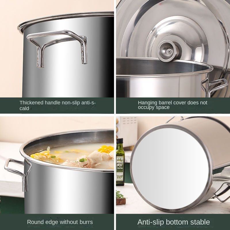 304 Stainless Steel Bucket Household Soup Pot Large Capacity Storage ...