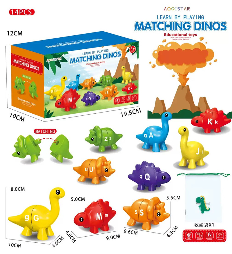 Kids Double-Sided Dinosaur Alphabet Match Game Learn Educational Toys ...