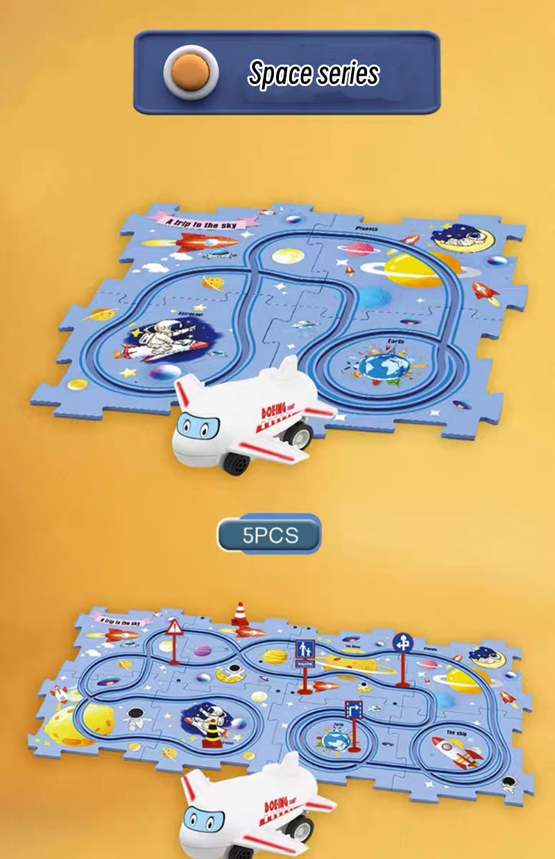 Children's puzzle puzzle, rail car, city map scene construction, DIY ...