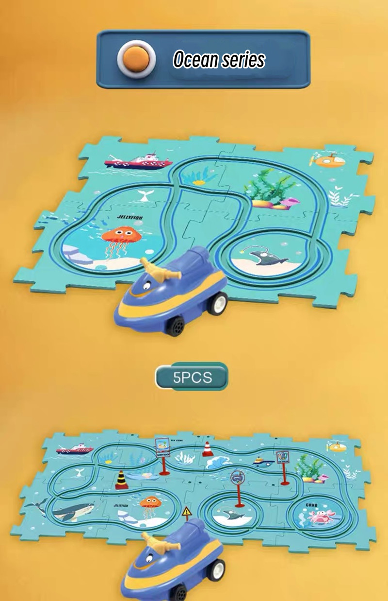 Children's puzzle puzzle, rail car, city map scene construction, DIY ...