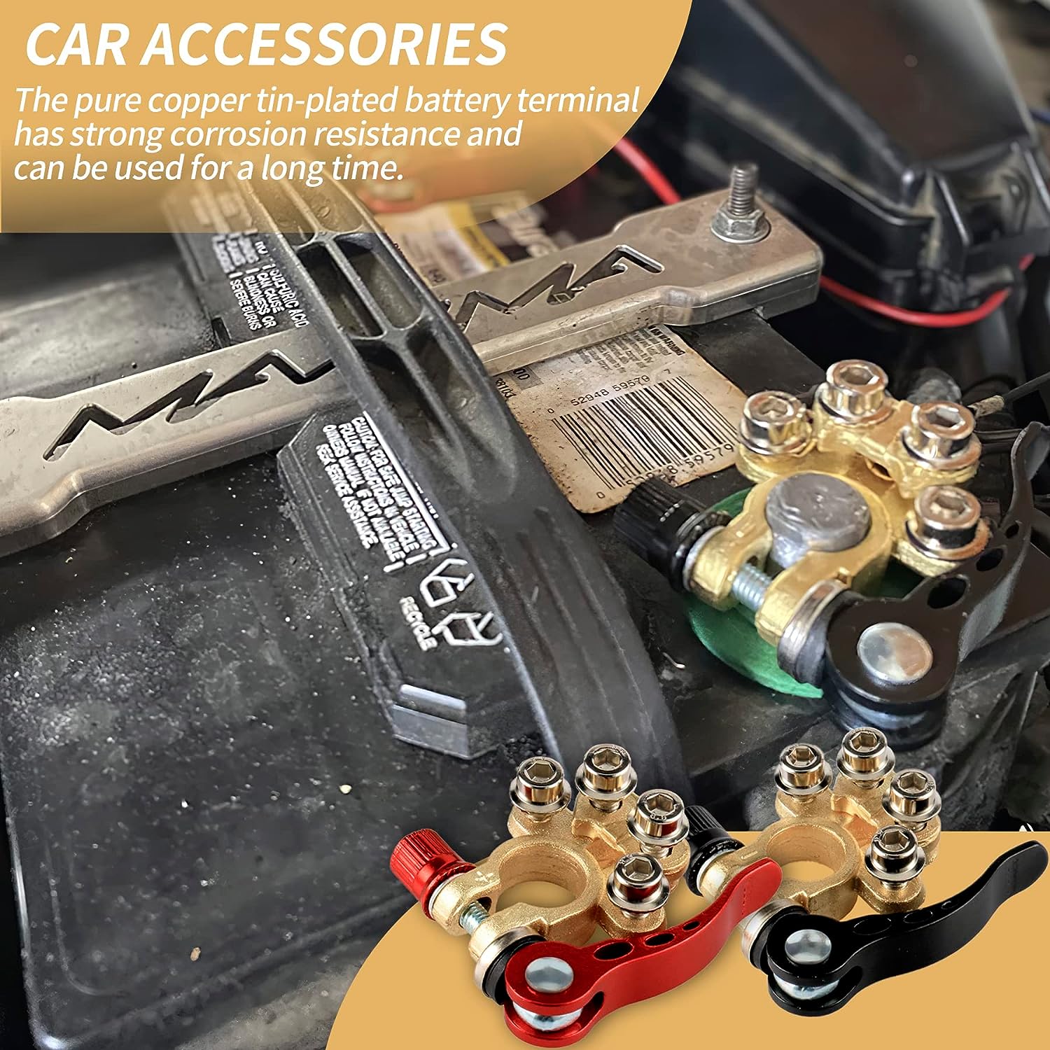 Car Battery Terminal Connector, 4 Way Positive and Negative Pole Quick ...