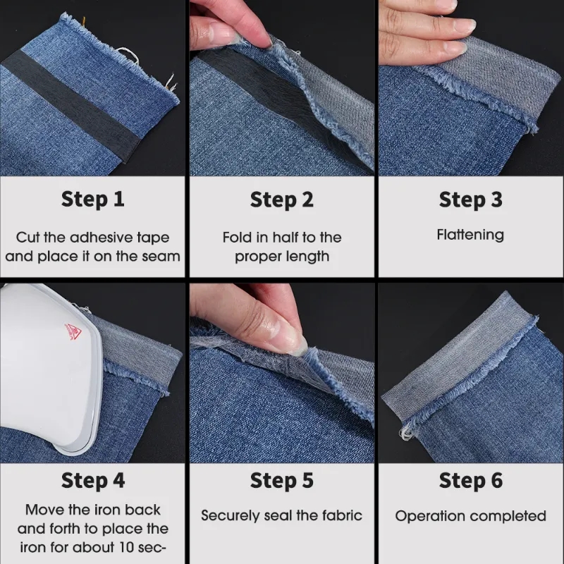 60M Pants Hem Tape Self-Adhesive Edge Shorten Paste Tape DIY Jean Clothes Length Shorten Tools ...