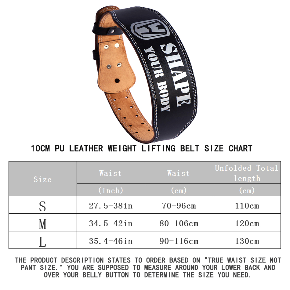 Worthdefence 10cm Wide Cowhide/PU Leather Weight Lifting Belt ...
