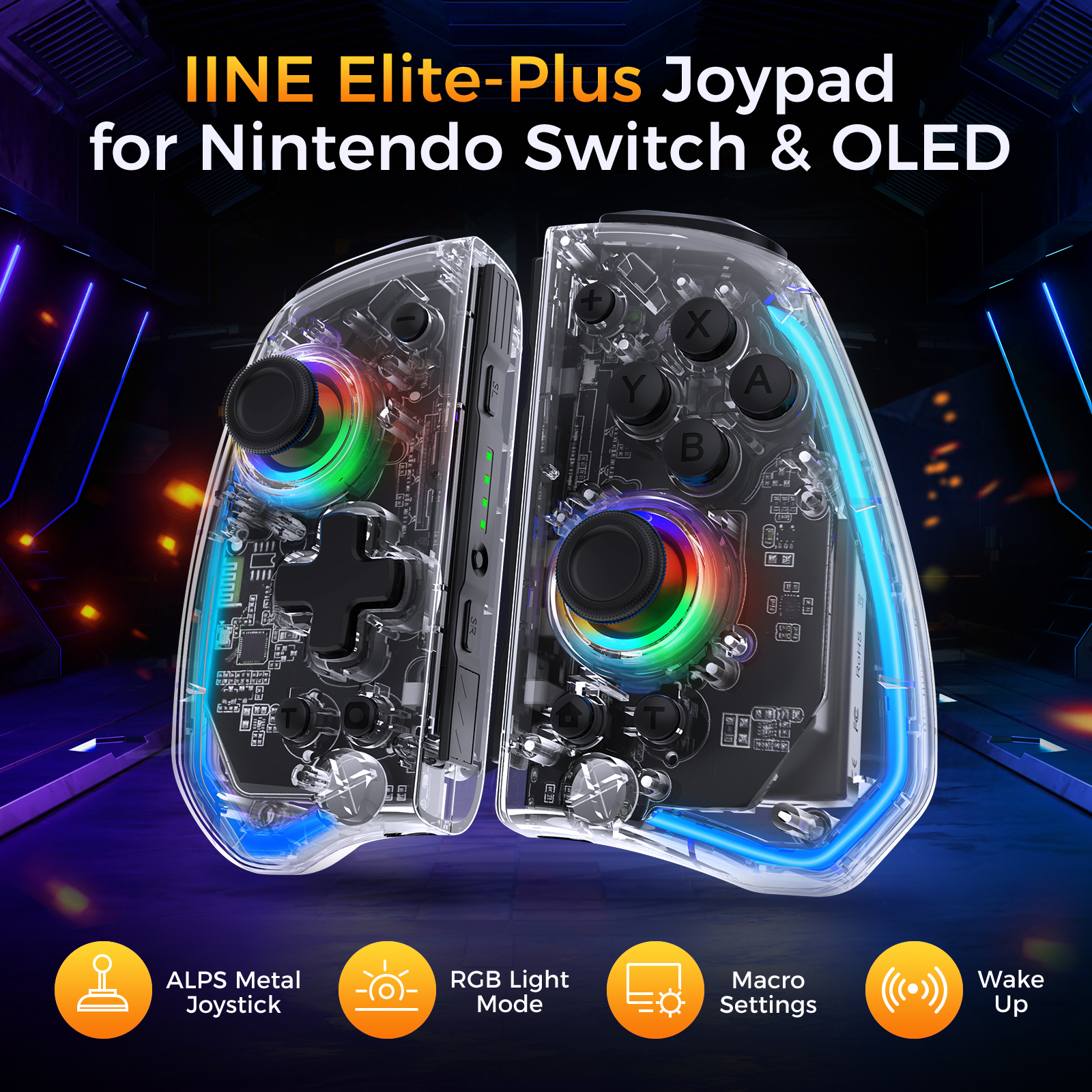 IINE Nintendo Swtich Elite Plus Joypad ALPS Metal Joystick with Light ...
