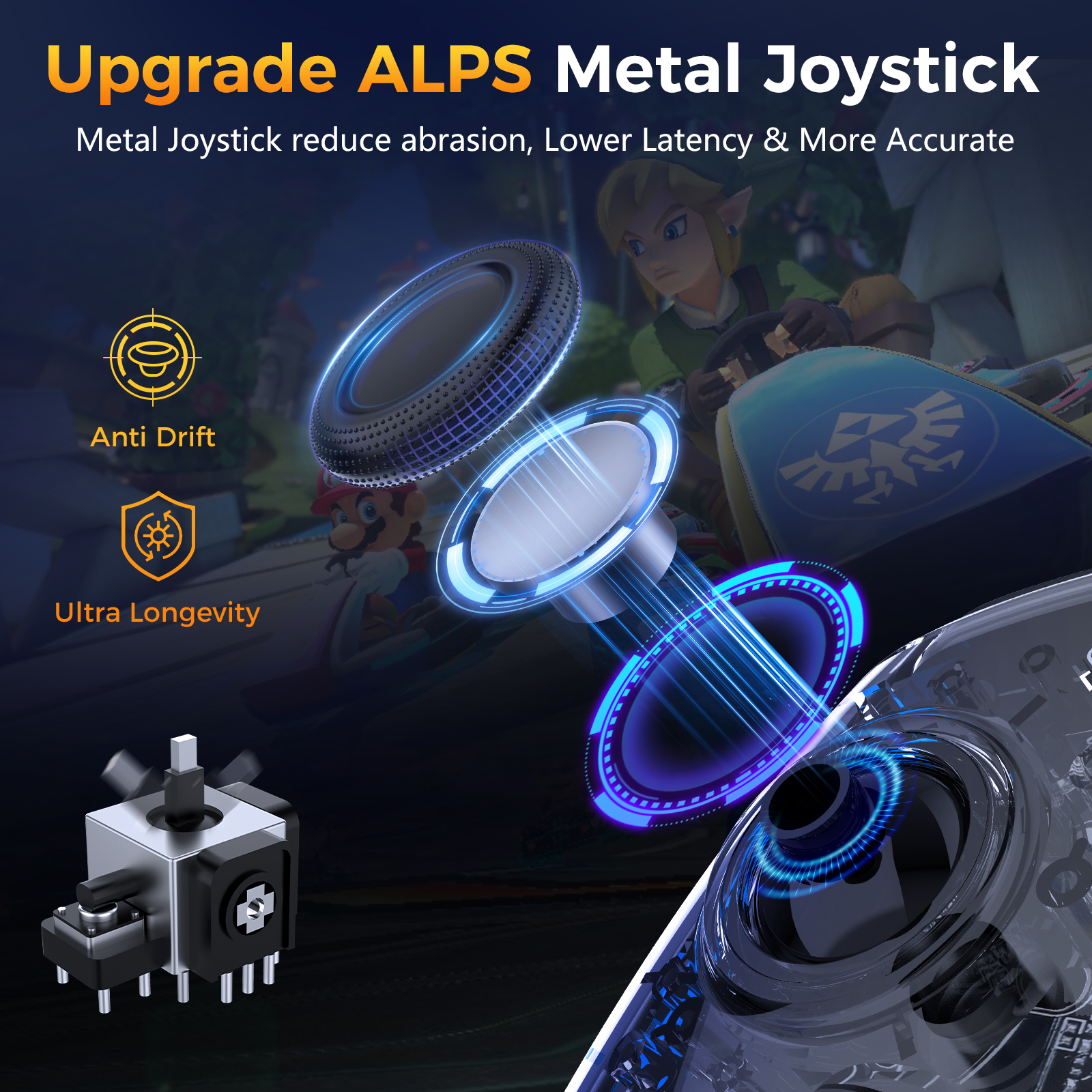 IINE Nintendo Swtich Elite Plus Joypad ALPS Metal Joystick with Light ...