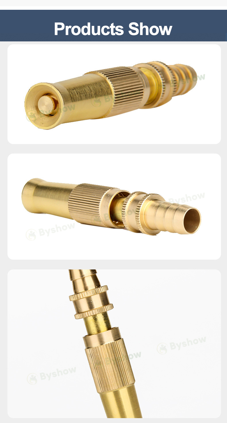 【Byshow】Solid Brass Adjustable Spray Nozzle With Hose Plug Pipe ...
