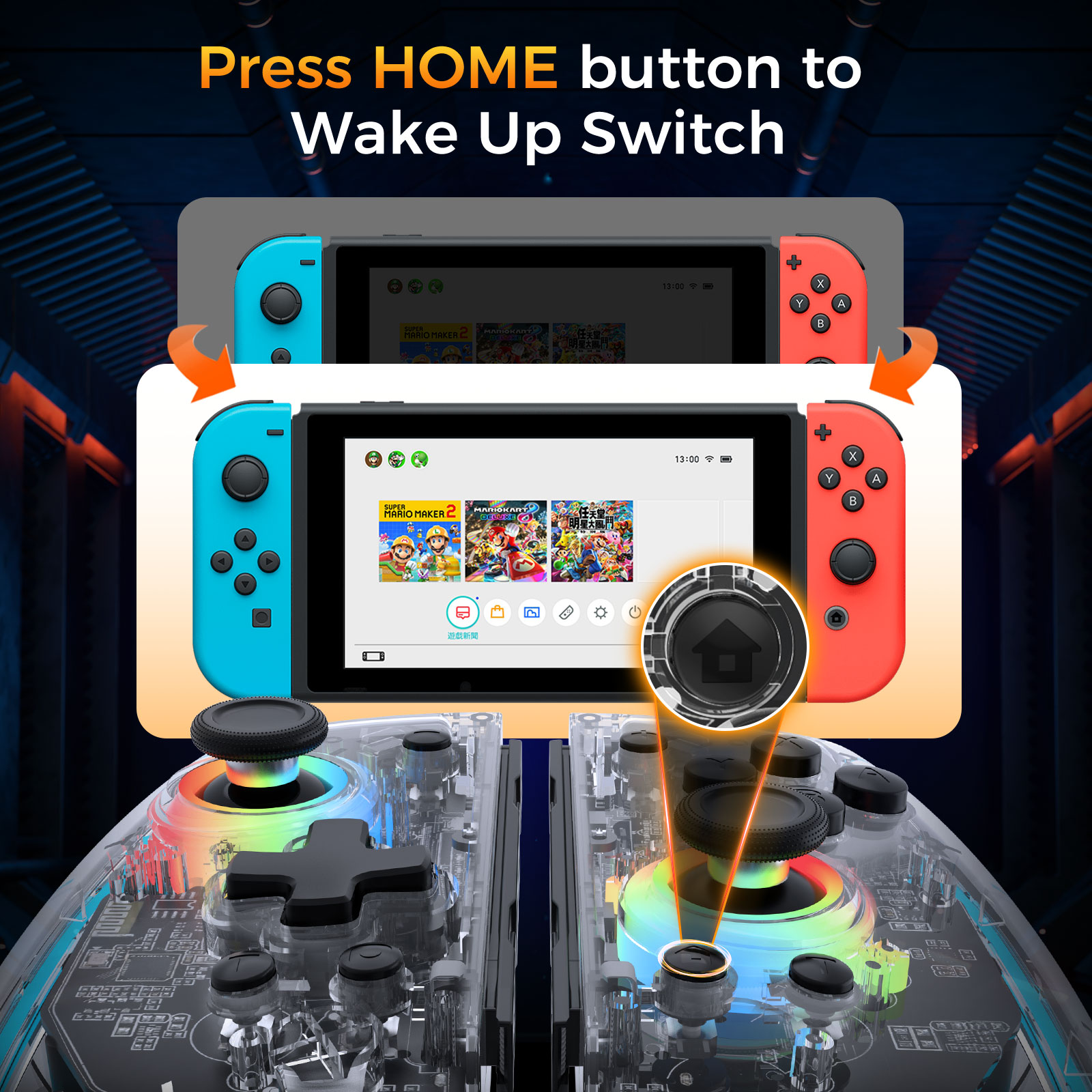 IINE Nintendo Swtich Elite Plus Joypad ALPS Metal Joystick with Light for Nintendo Swtich/Lite ...