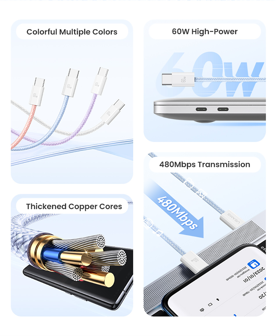 USAMS Fast Charging PD Type C IP Cable With Data Transmission (30W ...