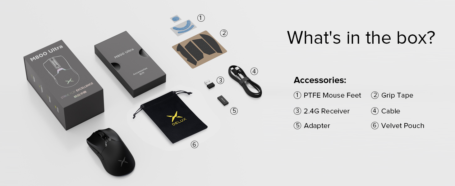 Delux M800 Ultra PAW3395 Bluetooth Gaming Mouse DPI MAX 26000 RGB ...