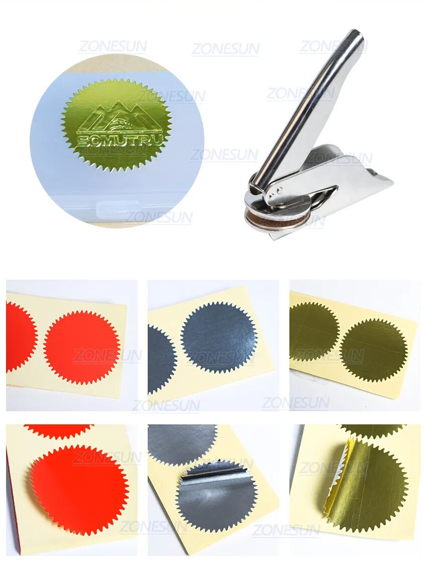 ZONESUN 100pcs 45/50mm Blank Embosser Stickers Colored Self-adhesive ...