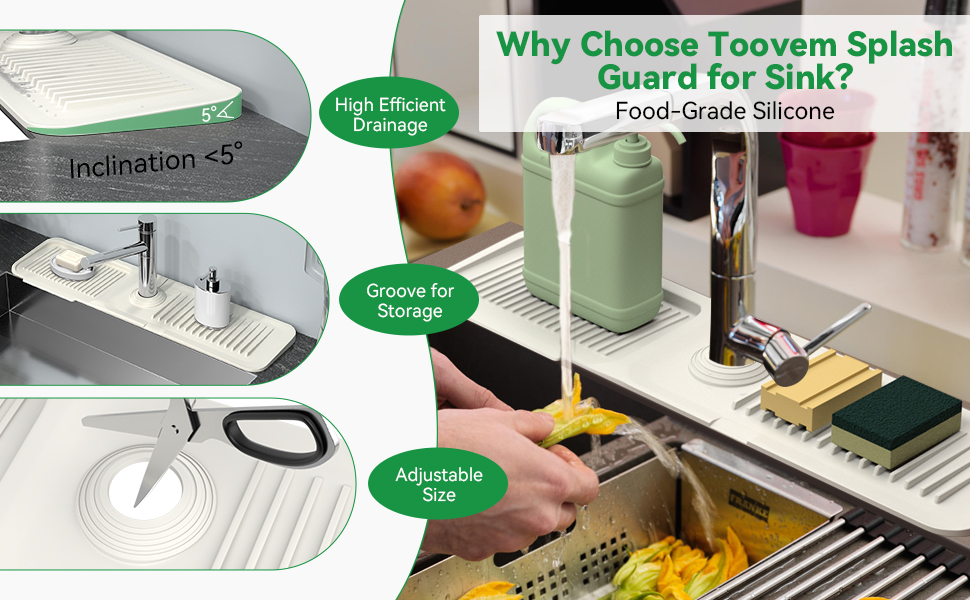 61cm Kitchen Sink Splash Guard Behind Faucet, Faucet Handle Drip ...