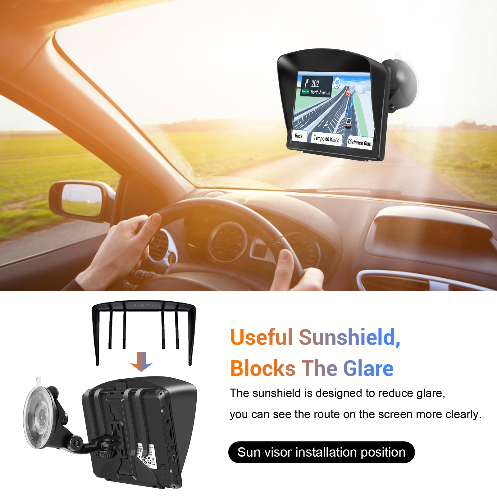 XGODY 2024 Newest Q8F 7 inch GPS Navigation For Car Truck IPS Touch Screen Navigator 256G + 8GB ...