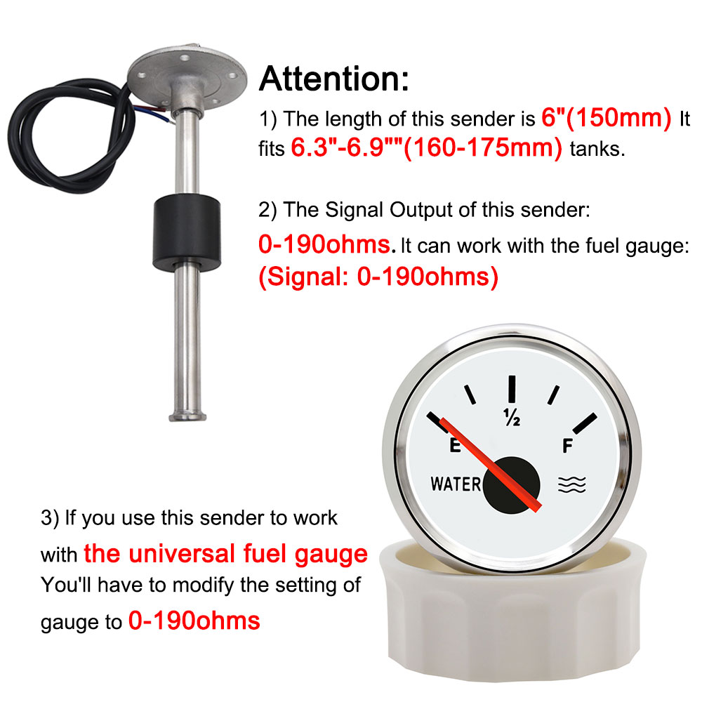 100-500mm Water Level Gauge With Water Level Sensor 52mm water Tank ...