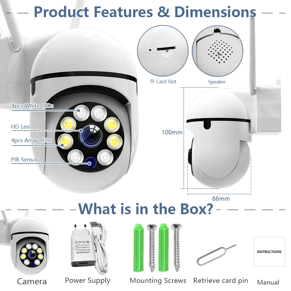 Alexa 4MP 5G WiFi IP Camera 5X Zoom PTZ Surveillance Camera Color Night ...