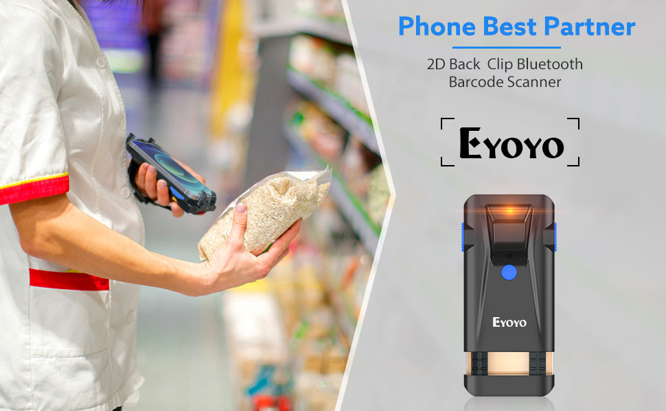 Eyoyo 1D/2D Barcode Scanner – Phone Back Clip Design, 3-in-1 (USB ...