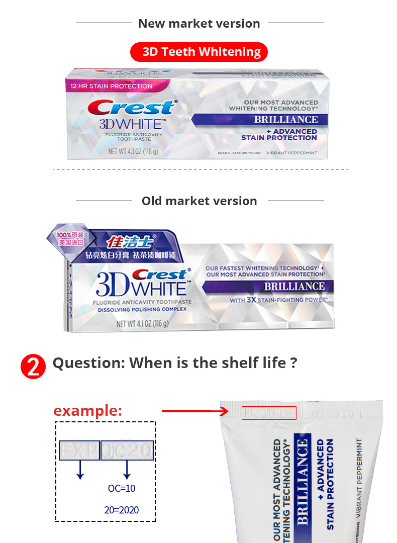 Crest 3D White Toothpastes Brilliance Rich Foaming Whitening Toothpaste ...