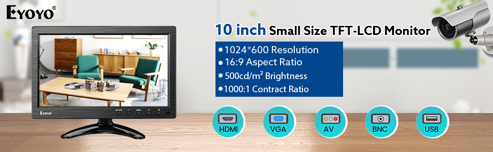 10 Inch Monitor 1024x600 Small Display HD TFT LCD Display Screen ...