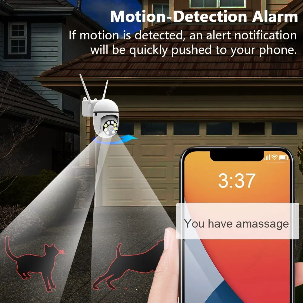 Alexa 4MP 5G WiFi IP Camera 5X Zoom PTZ Surveillance Camera Color Night ...