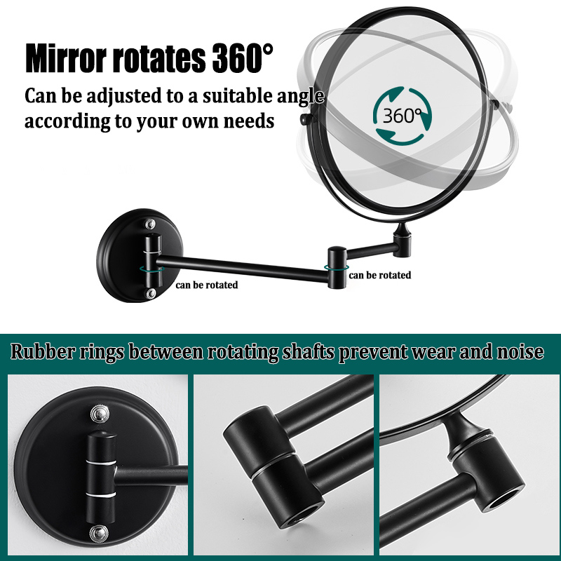 YT Bathroom Foldable Cosmetic Mirror HD magnifier Mirror Aluminum ...
