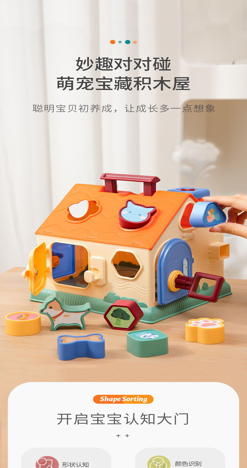 Shape Sorter House Early Developmental Activity Cube Color Shape ...