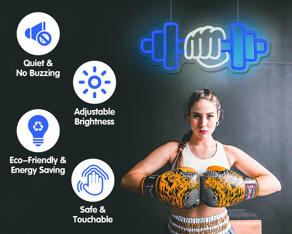 Muscular Arm GYM LED Neon Sign,Barbell Dumbbell LED Neon Light for Home ...