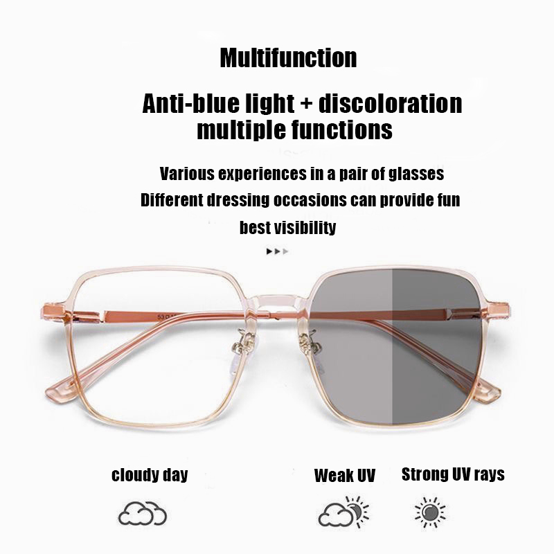 Korean Fashion Glasses Square Frame Color Changing Sunglasses Day And ...