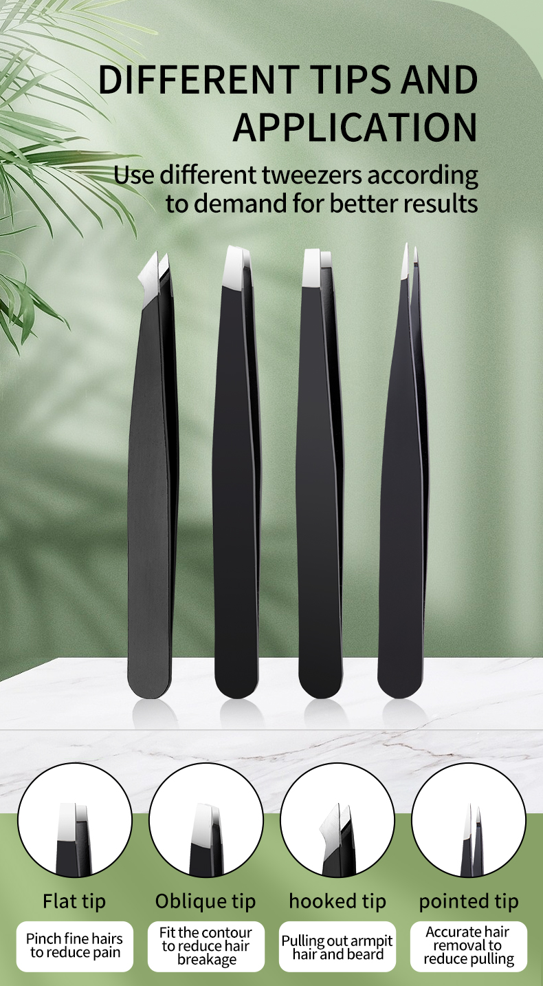 4-Piece Eyebrow Tweezers Epilator Stainless Steel Hair Removal Belt ...