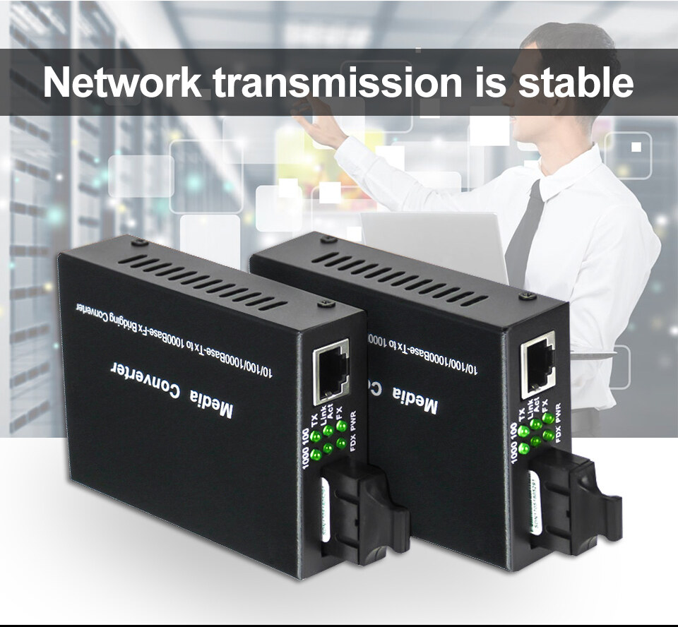 JT-COM Gigabit Media Converter with a Built-in 1Gb Singlemode Duplex SC ...