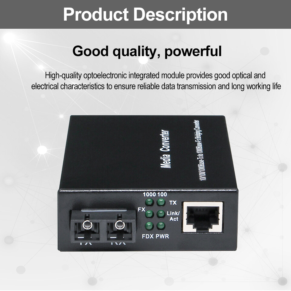 JT-COM Gigabit Media Converter with a Built-in 1Gb Singlemode Duplex SC ...