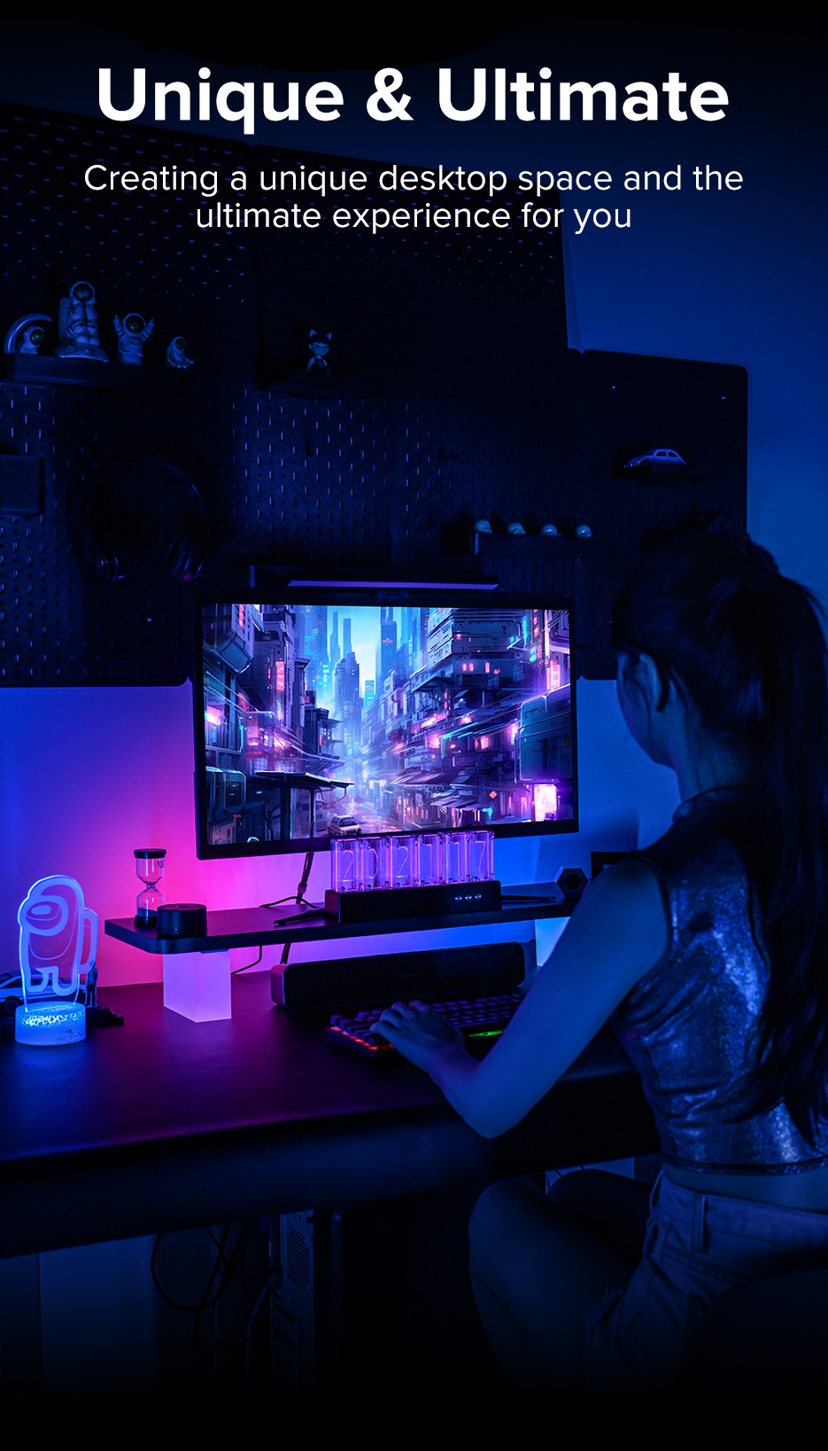 Llano Monitor Stand With RGB Light Computer Screen Increased Shelf ...