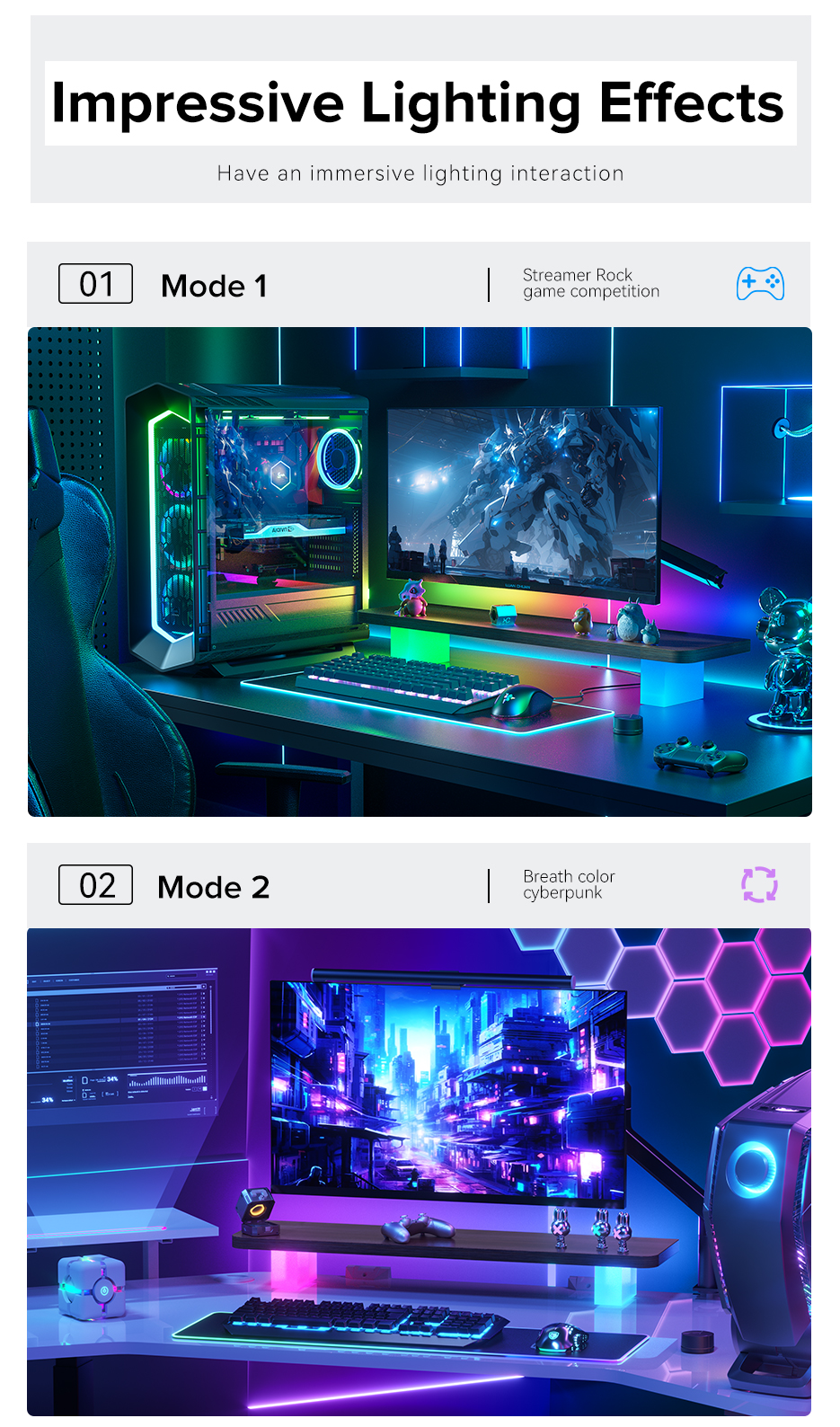 Llano Monitor Stand With RGB Light Computer Screen Increased Shelf ...