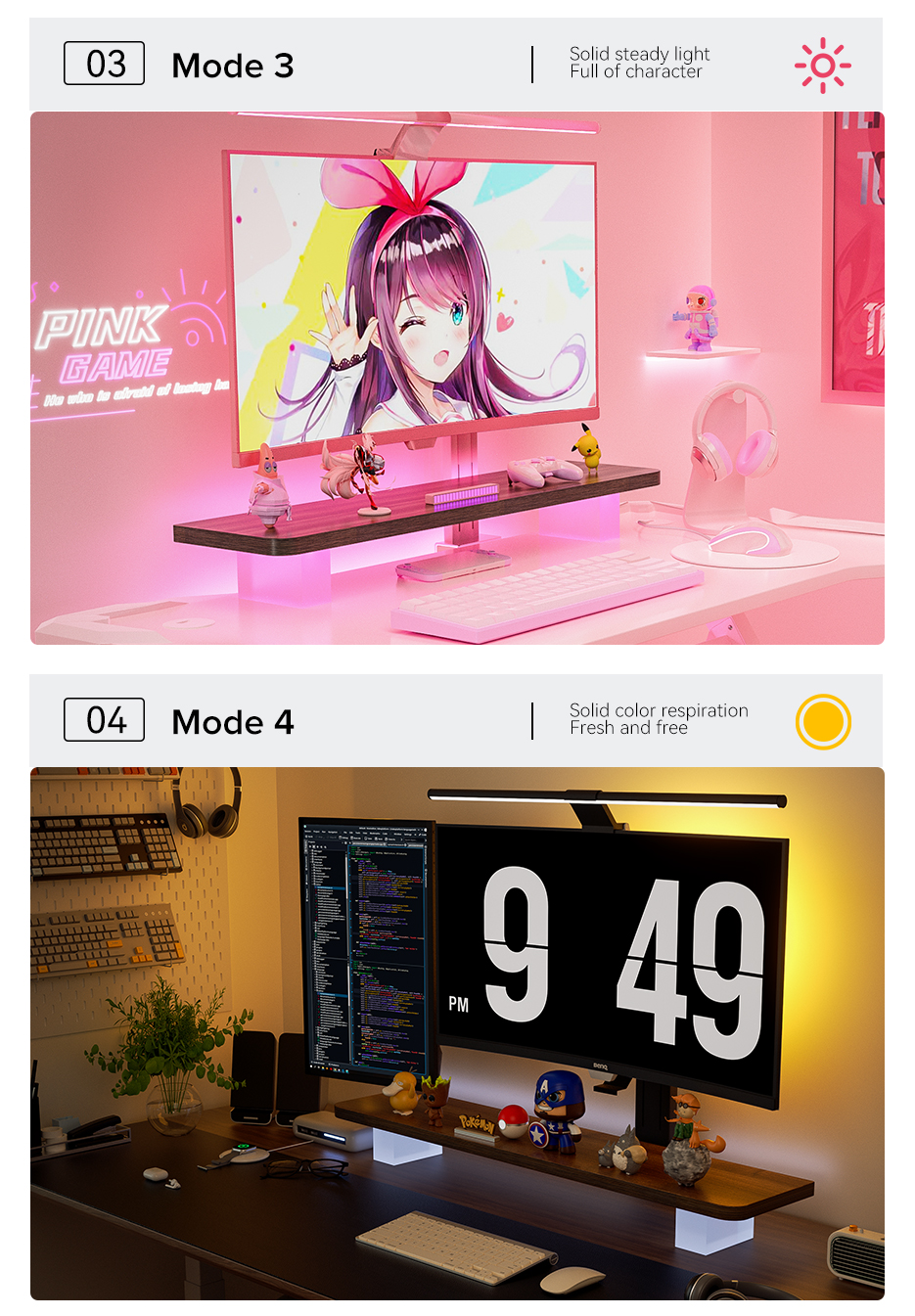 Llano Monitor Stand With RGB Light Computer Screen Increased Shelf ...