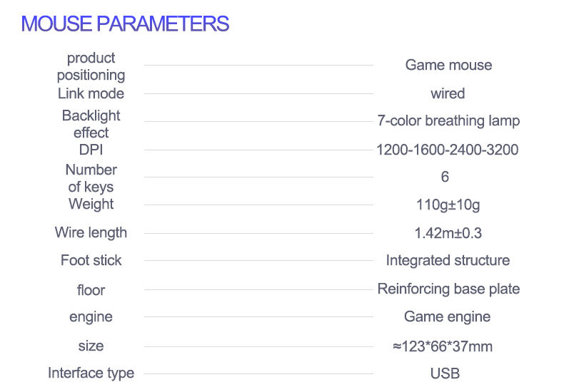 G5 Wired Gaming Mouse Colorful Backlight 6 Button Silent Mouse 4-Speed ...