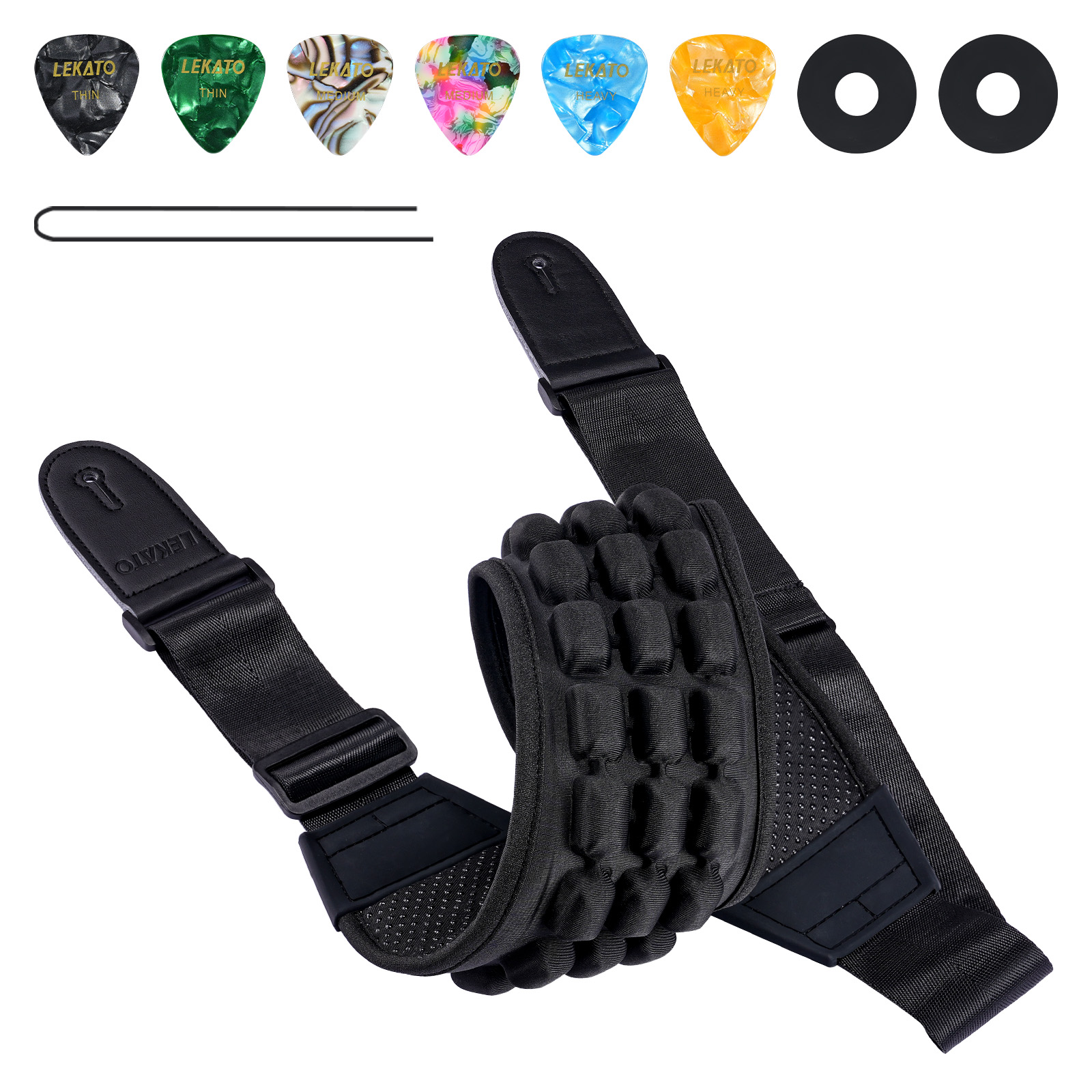 LEKATO Bass Guitar Straps Set 4" Wide Padded 3D Air Neoprene Material ...