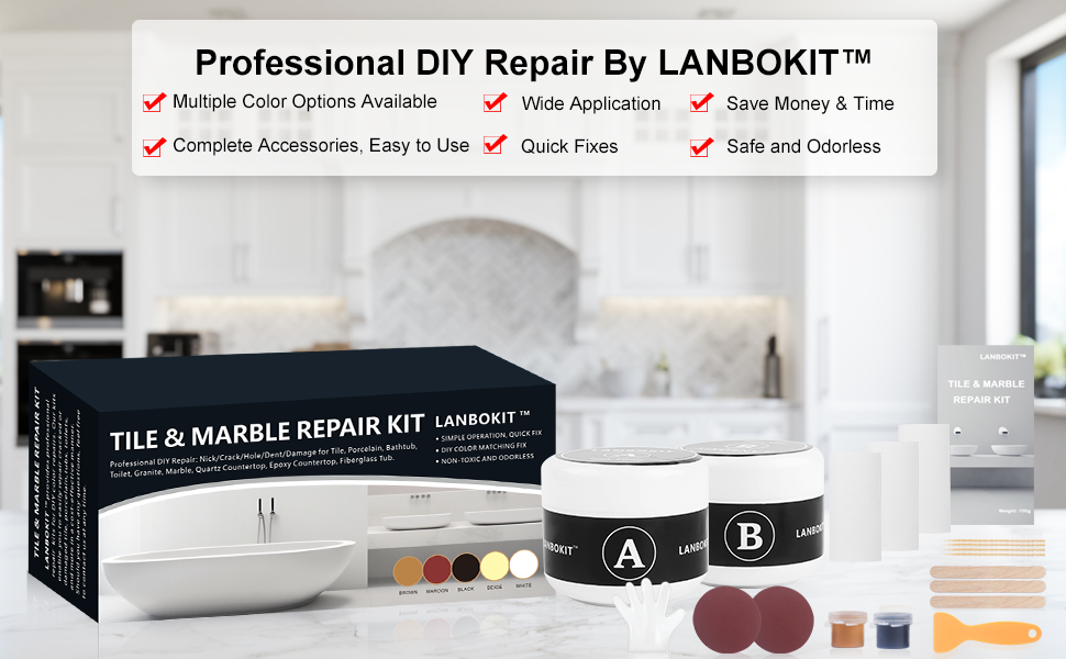 Tile, Tub and Marble Repair Kit - Color Match, Strong Adhesion, 3.7 OZ ...