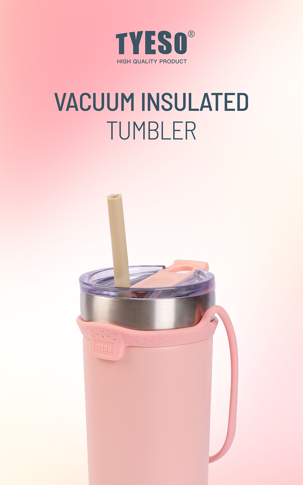 TYESO TS-8766B/TS-8767B 550ml/710ml Vacuum Insulated Tumbler Keep Cold and Hot with Silicon ...