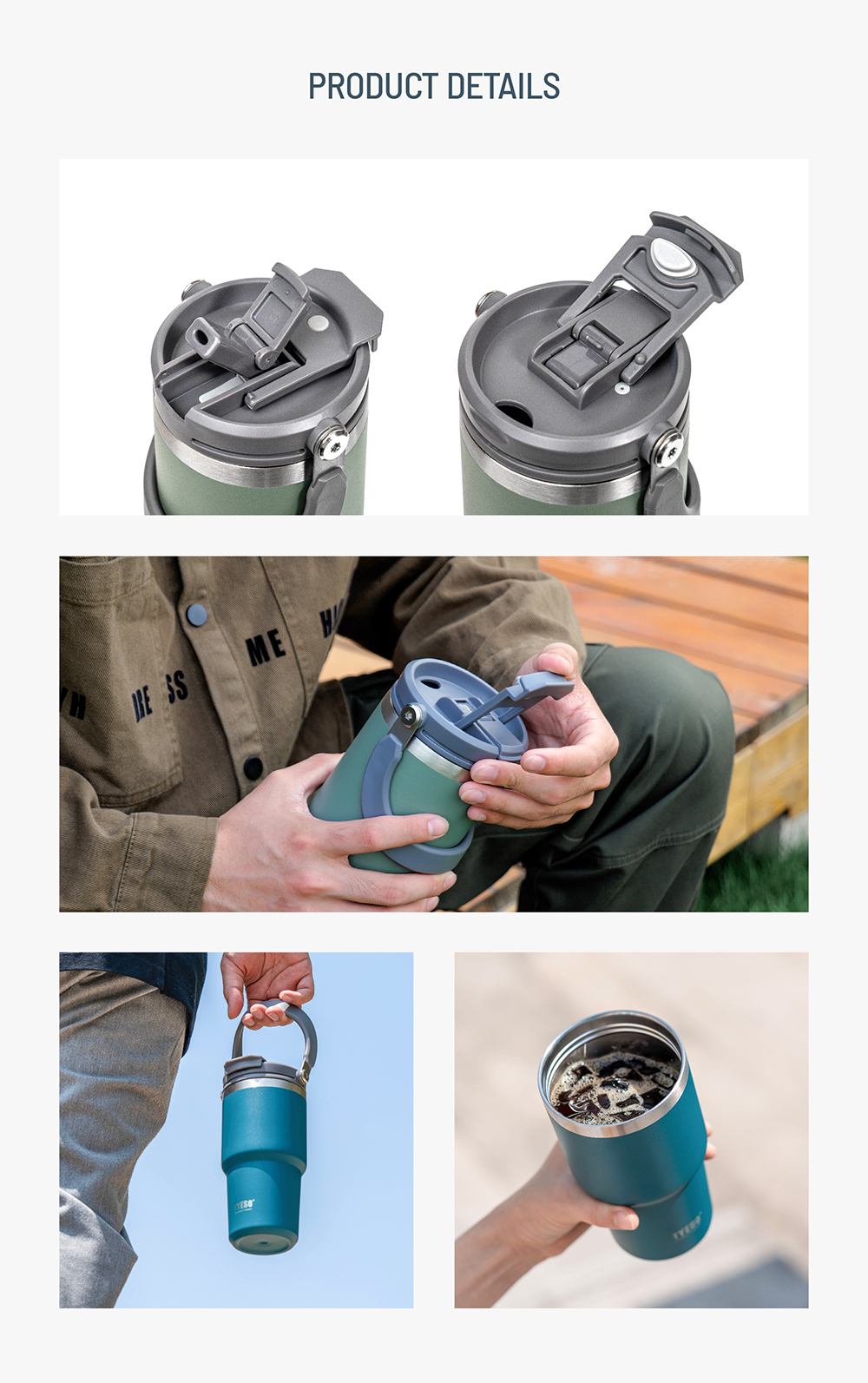 TYESO TS-8826/TS-8827/TS-8828/ 600ml/750ml/900ml Vacuum Insulated Tumbler Keep Cold And Hot With ...