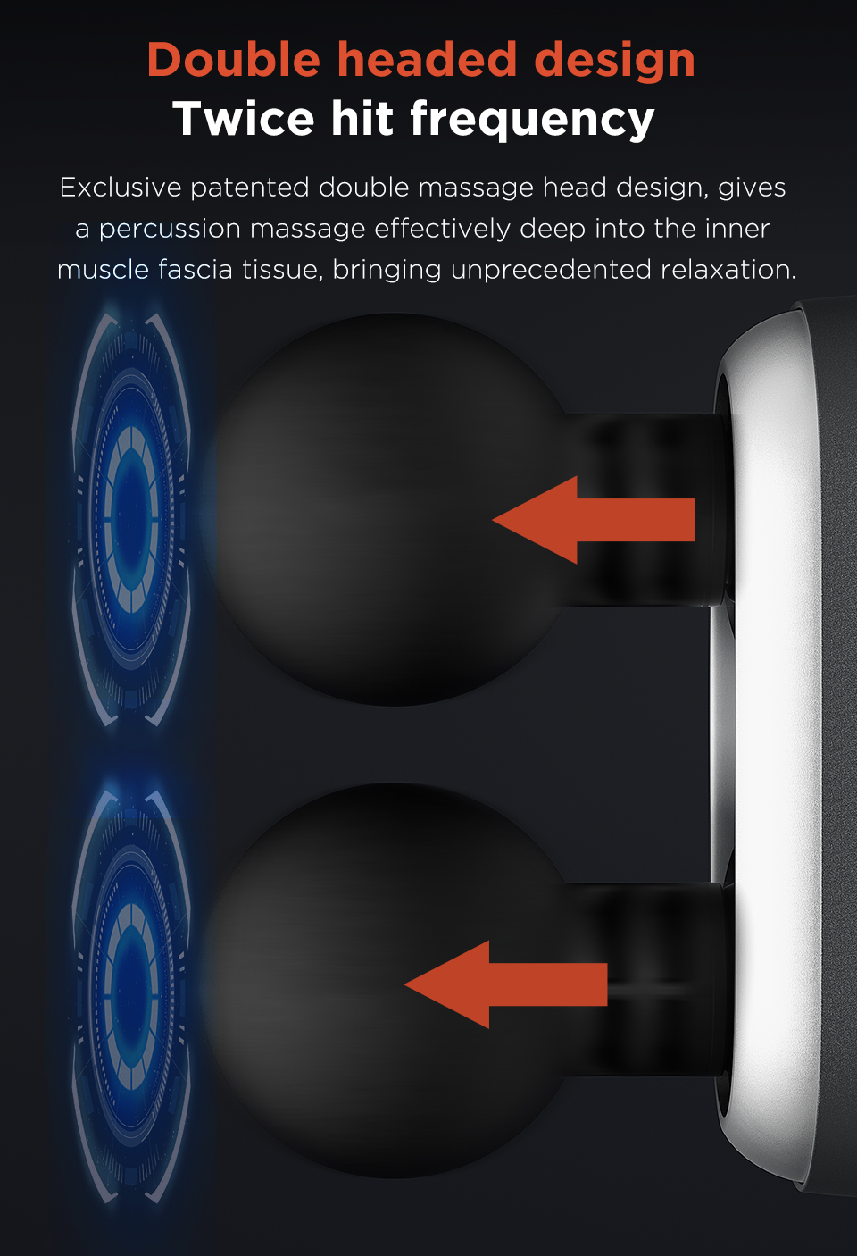 Booster Dual Heads Massage Gun Adjustable Hot Compress Portable 4 Gears ...
