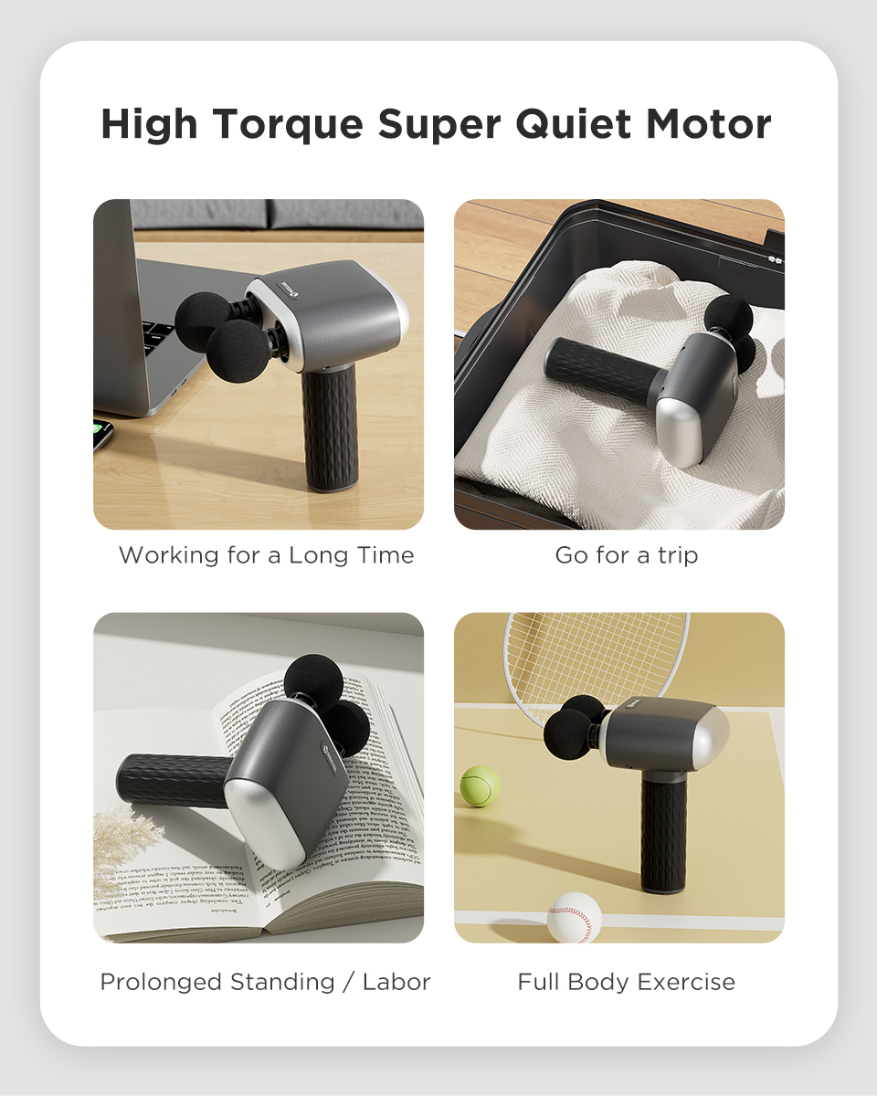 Booster Dual Heads Massage Gun Adjustable Hot Compress Portable 4 Gears ...