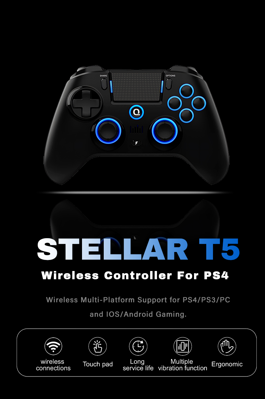 QRD Spark N5 Wireless Controller For PC,PS4, PS3, OLED Console Pro Gamepad Rechargeable Battery ...
