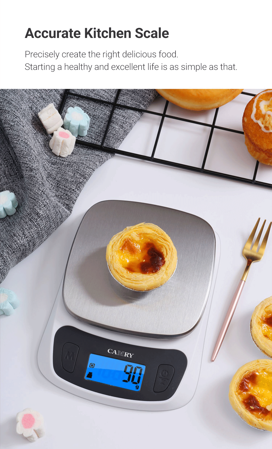 CAMRY Ultra Slim Kitchen Scale Digital Food Weight Scale for Baking ...