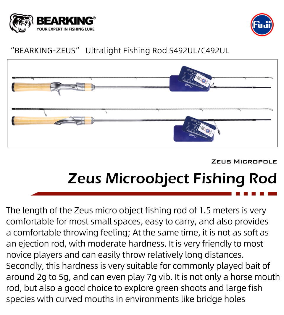 BEARKING Zeus Micro Ultralight Carbon Fiber Ultralight Fishing Rod ...