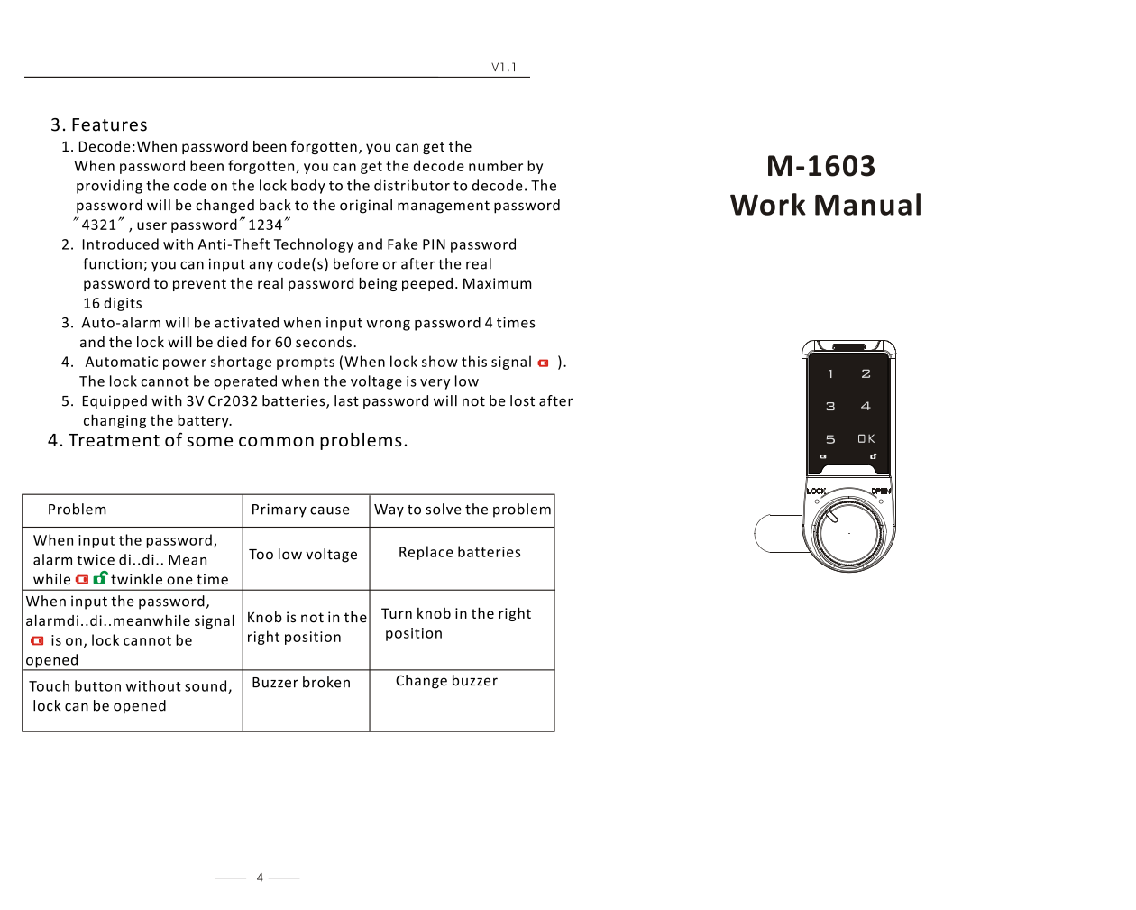 Touch Keypad Password Lock Key Access Lock Electronic Security Cabinet ...