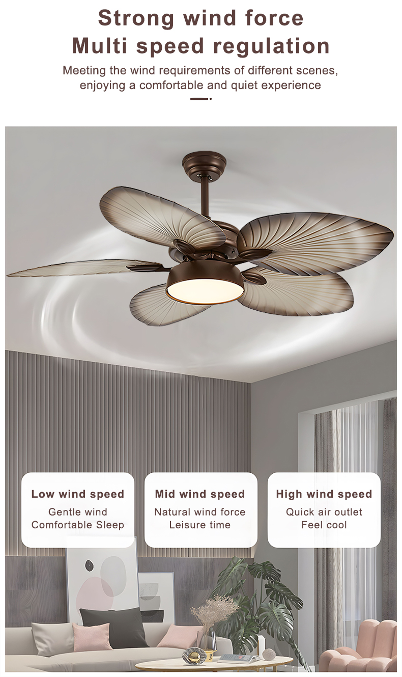 52 Inch Ceiling Fan With Light Banana Leaf Shape Blades kipas siling ...