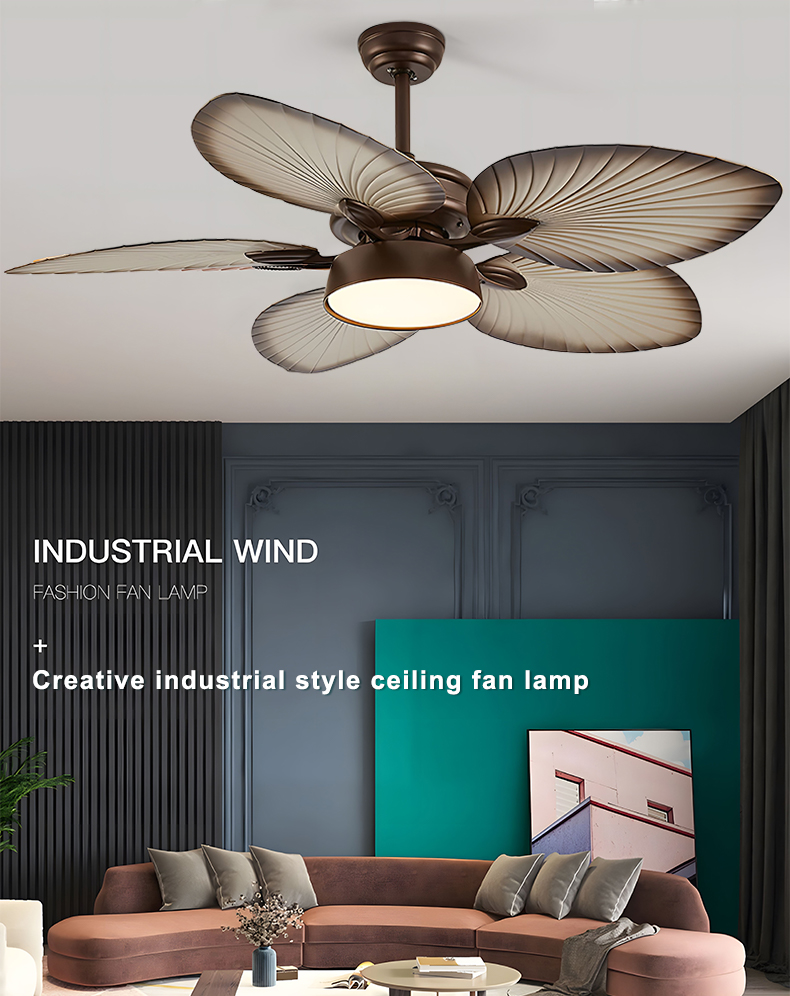 52 Inch Ceiling Fan With Light Banana Leaf Shape Blades kipas siling ...
